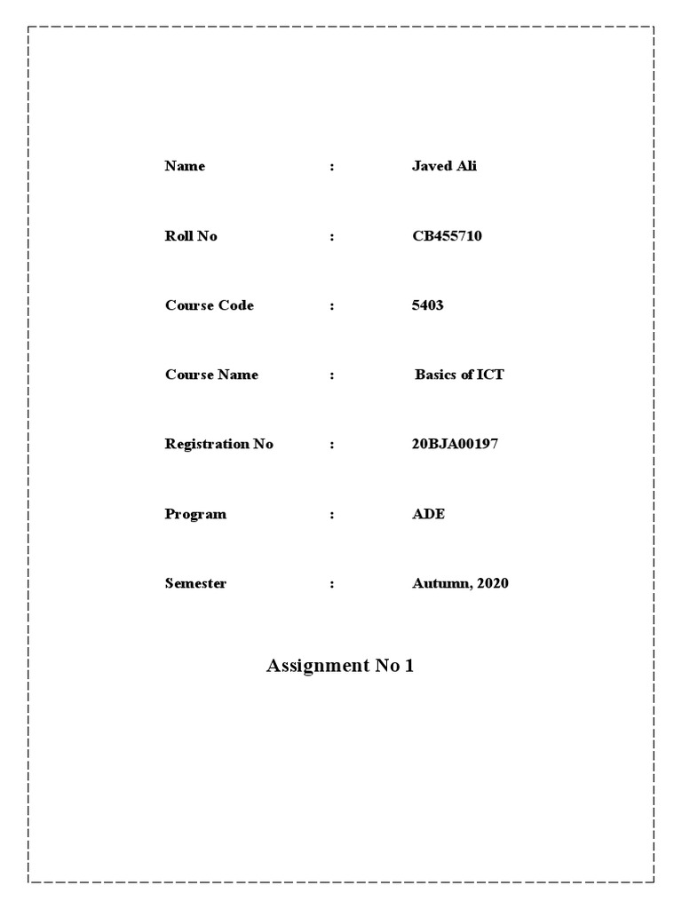 Assignment No 1 BY Javed Ali | PDF | Computer Memory | Touchscreen