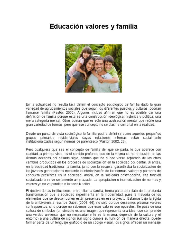 Valores y educación en la familia moderna | PDF | Familia | Aprendizaje
