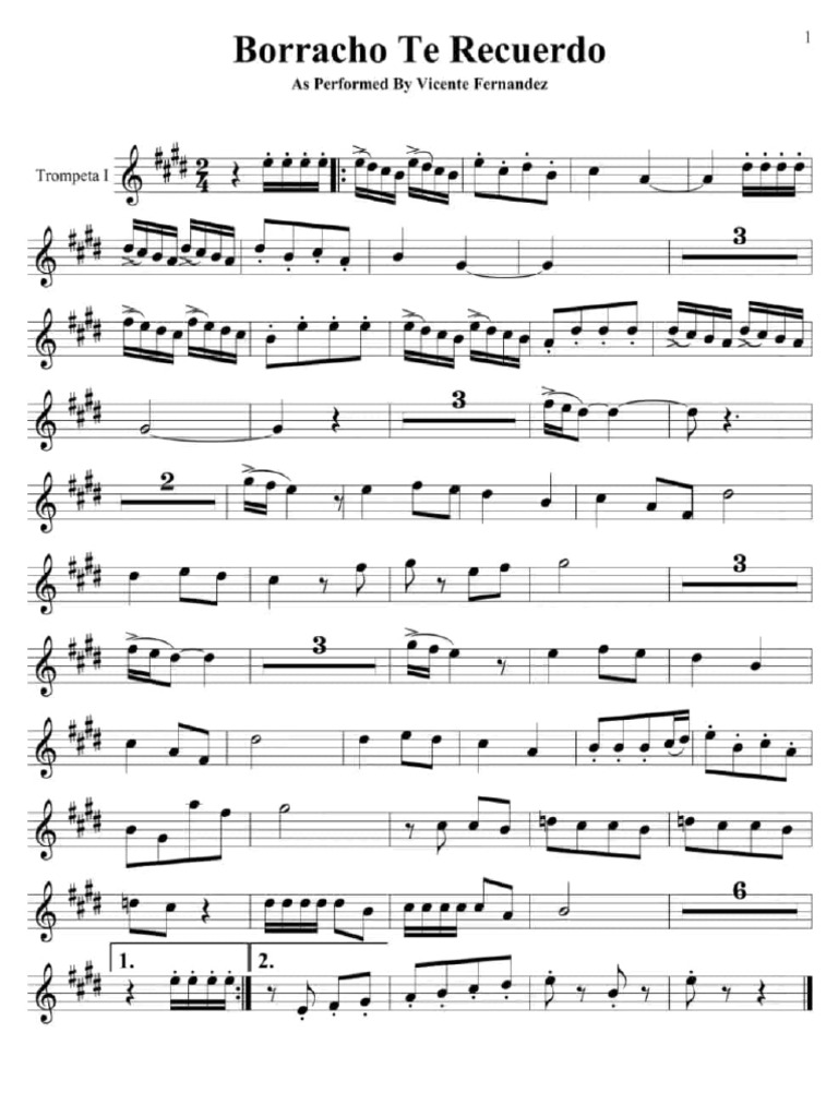 Borracho Te Recuerdo - Trompeta 1 | PDF