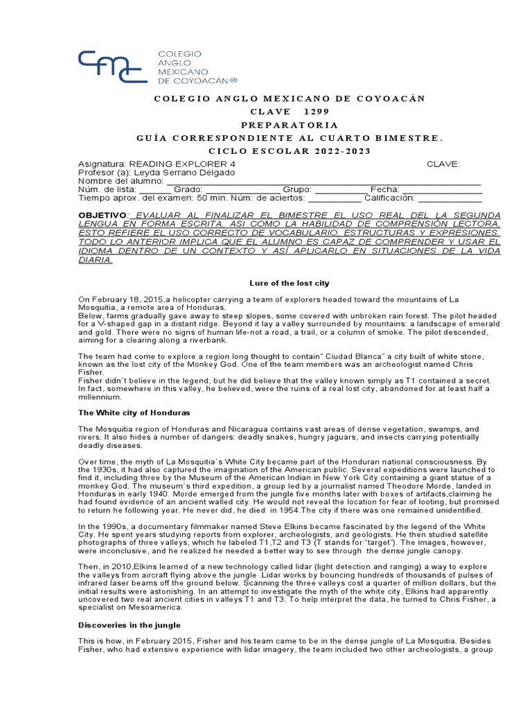GUÍA READING EXPLORER 4 | PDF | Lidar