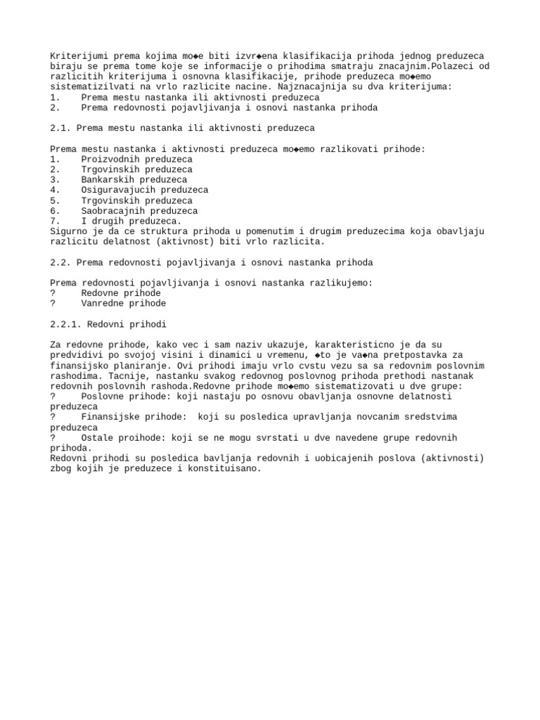 Klasifikacija Prihoda | PDF