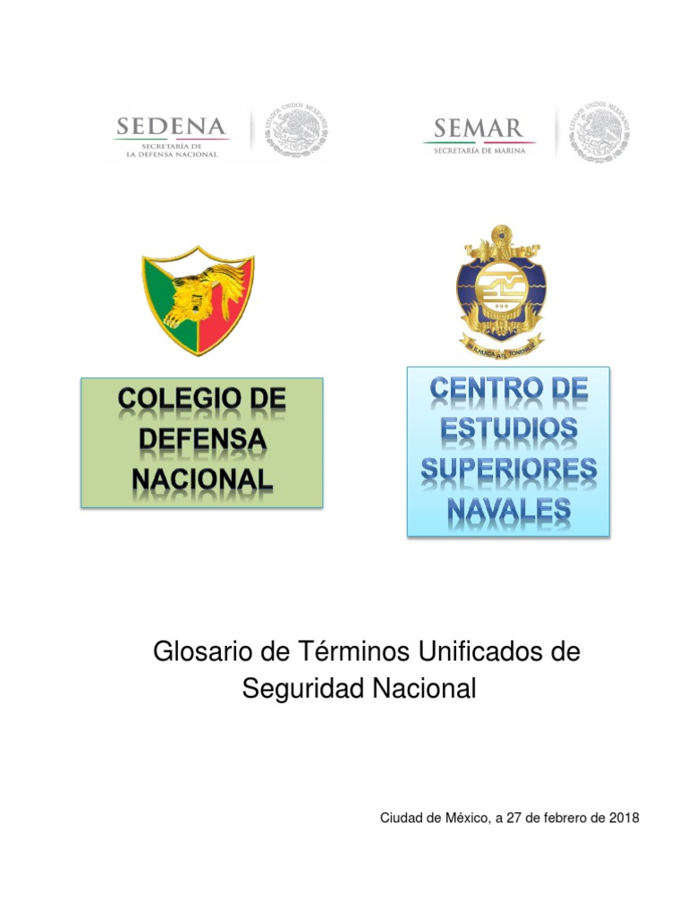 Glosario de Terminos Unificados Sedena Semar 2018 | PDF | Estado (política) | Nación