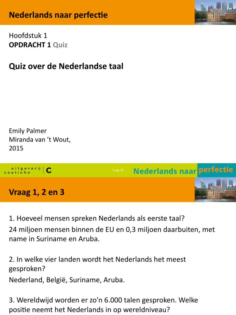 H1 - Quiz Over de Nederlandse Taal | PDF