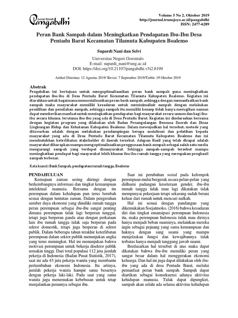 Peran Bank Sampah Dalam Meningkatkan Pendapatan Ib | PDF