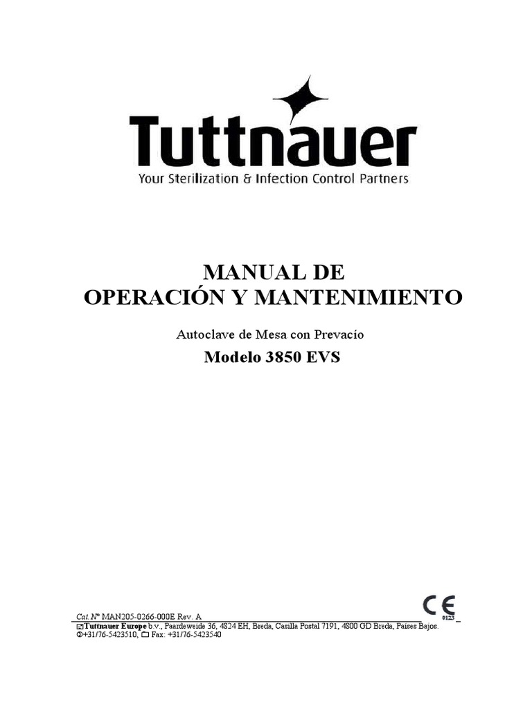 Autoclave de Mesa - 3850 EVS - Manual de Uso - Rev 1 - Jul-10 | PDF | Esterilización ...