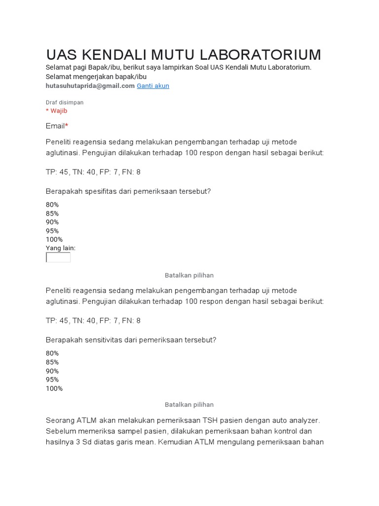 Uas Kendali Mutu Laboratorium | PDF