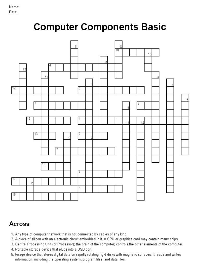 Computer Components Basic: Across | PDF | Computer Data Storage | Input/Output
