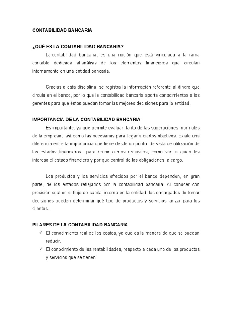 Guía Completa de Contabilidad Bancaria | PDF | Contabilidad | Bancos