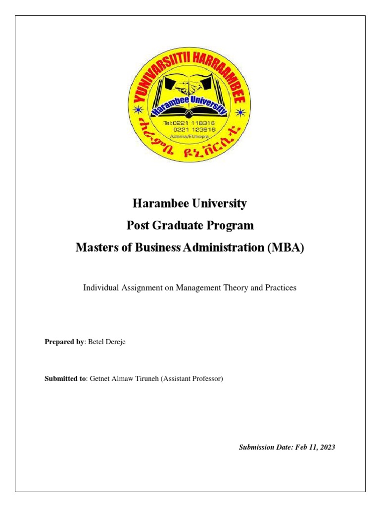Harambee University Post Graduate Program Masters of Business ...