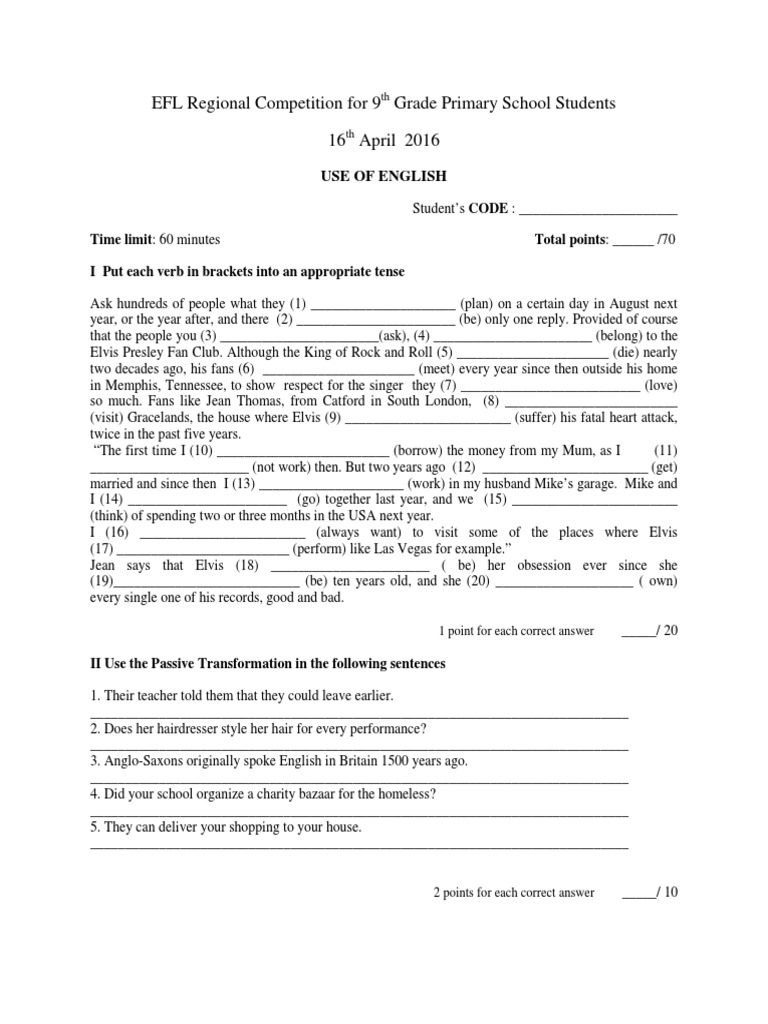 EFL Regional Competition For 9 Grade Primary School Students 16 April ...