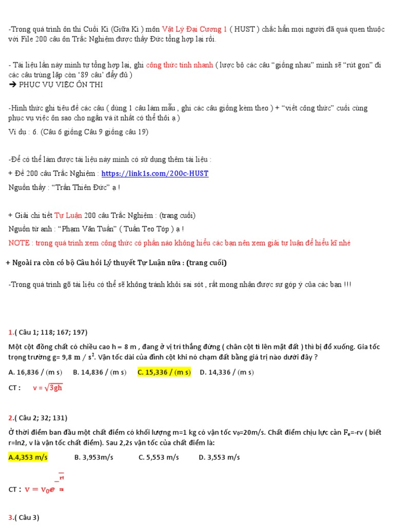 Vật Lý Đại Cương 1 | PDF