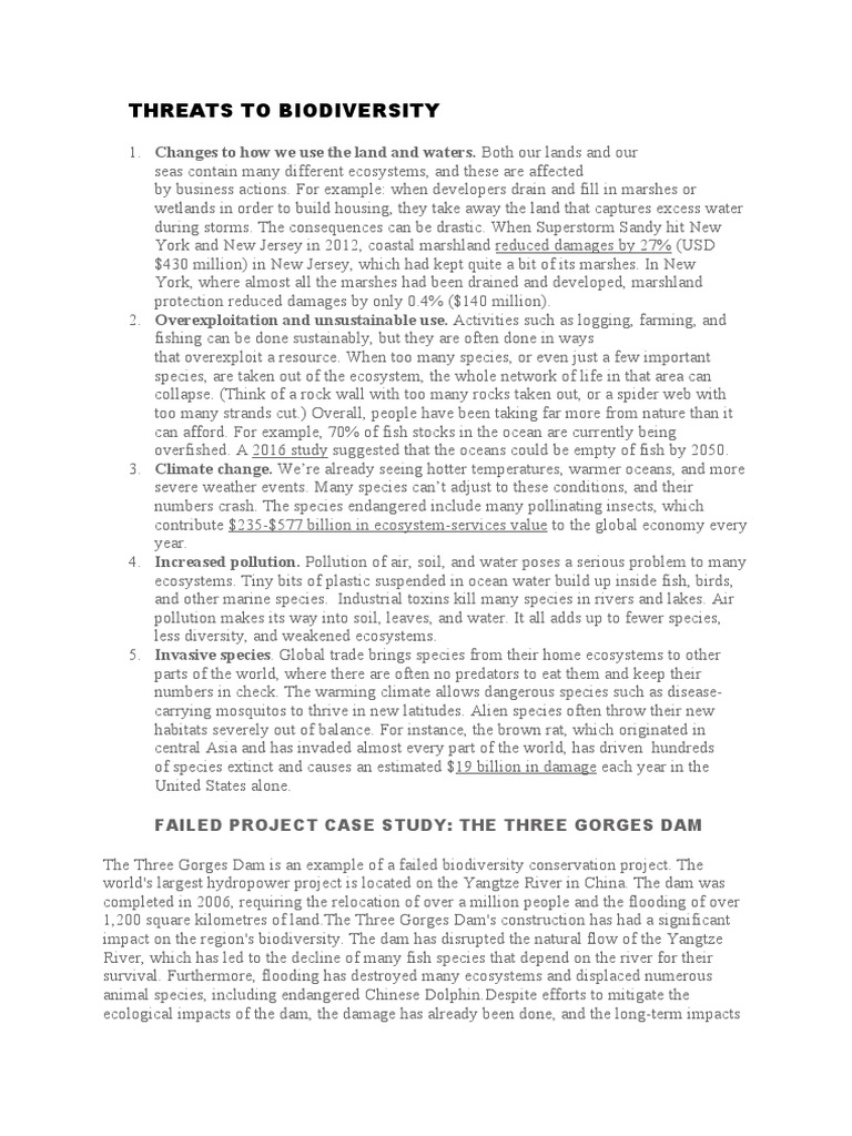 Threats To Biodiversity | PDF | Biodiversity | Conservation Biology