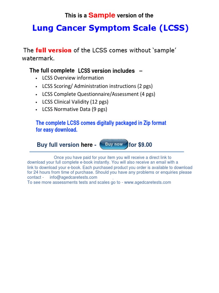 Lung Cancer Symptom Scale (LCSS) : Sample | PDF | Cancer | Validity ...