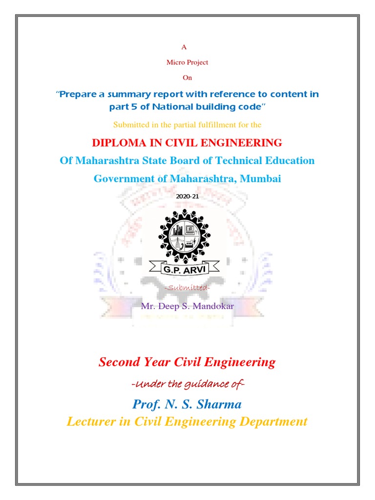 Diploma in Civil Engineering: of Maharashtra State Board of Technical ...