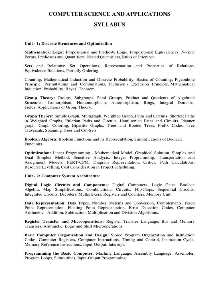 Computer Science and Applications Syllabus | PDF | Computer Network | Parsing