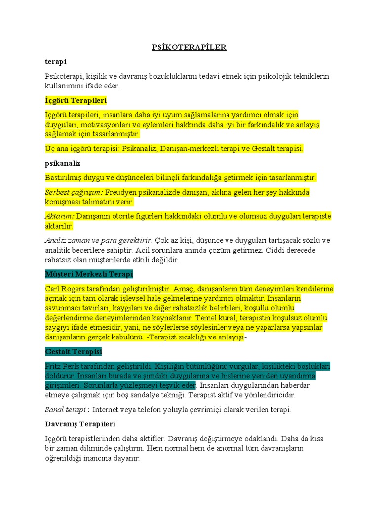 Psikoterapiler Terapi | PDF