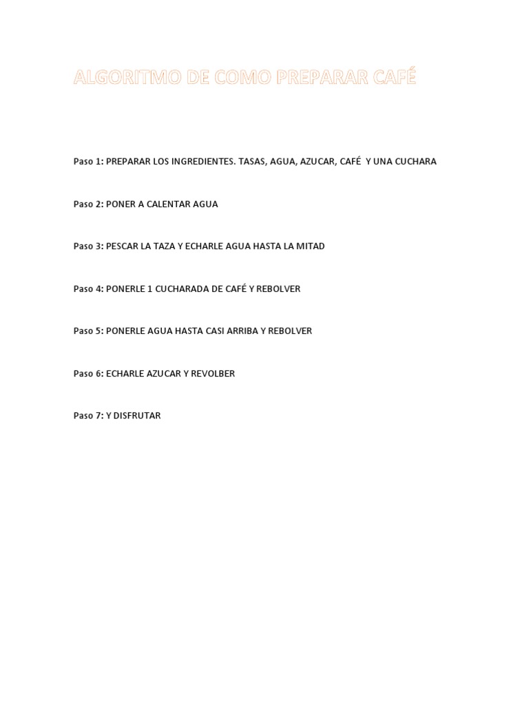 Algoritmo de Como Preparar Café | PDF