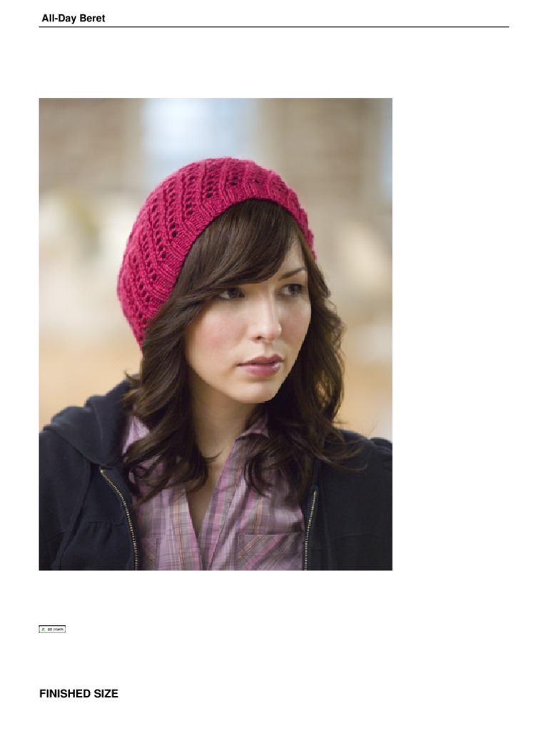 Free Pattern All Day Beret | PDF | Knitting | Gauge (Knitting)