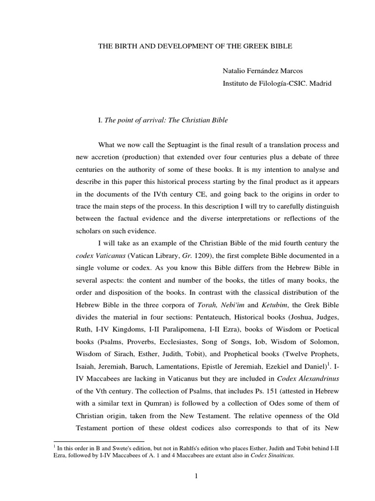 Codex Vaticanus (Vatican Library, Gr. 1209), The First Complete Bible ...