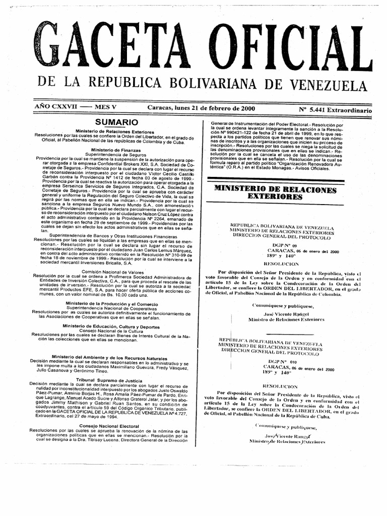 G.o.e.nº 5.441 - 21-Feb-2000 - Aprob - Caracter Gral. y Uniforme ...