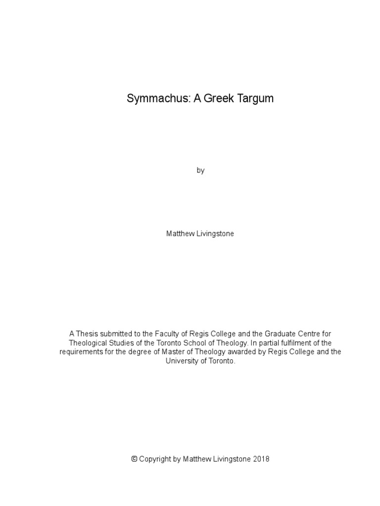 Symmachus: A Greek Targum | PDF | Septuagint | Torah