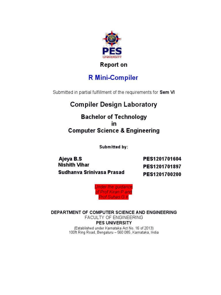 R Mini-Compiler | PDF | Compiler | Parsing