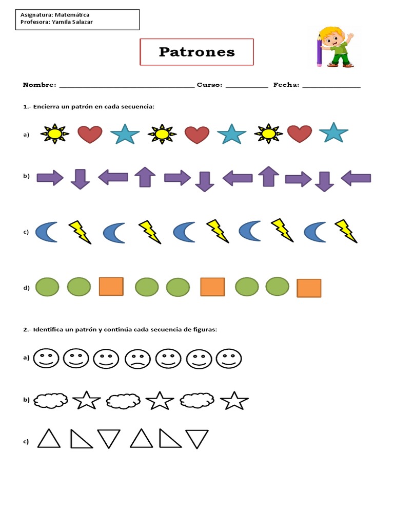 Ejercicios de Patrones para Primer Grado | PDF
