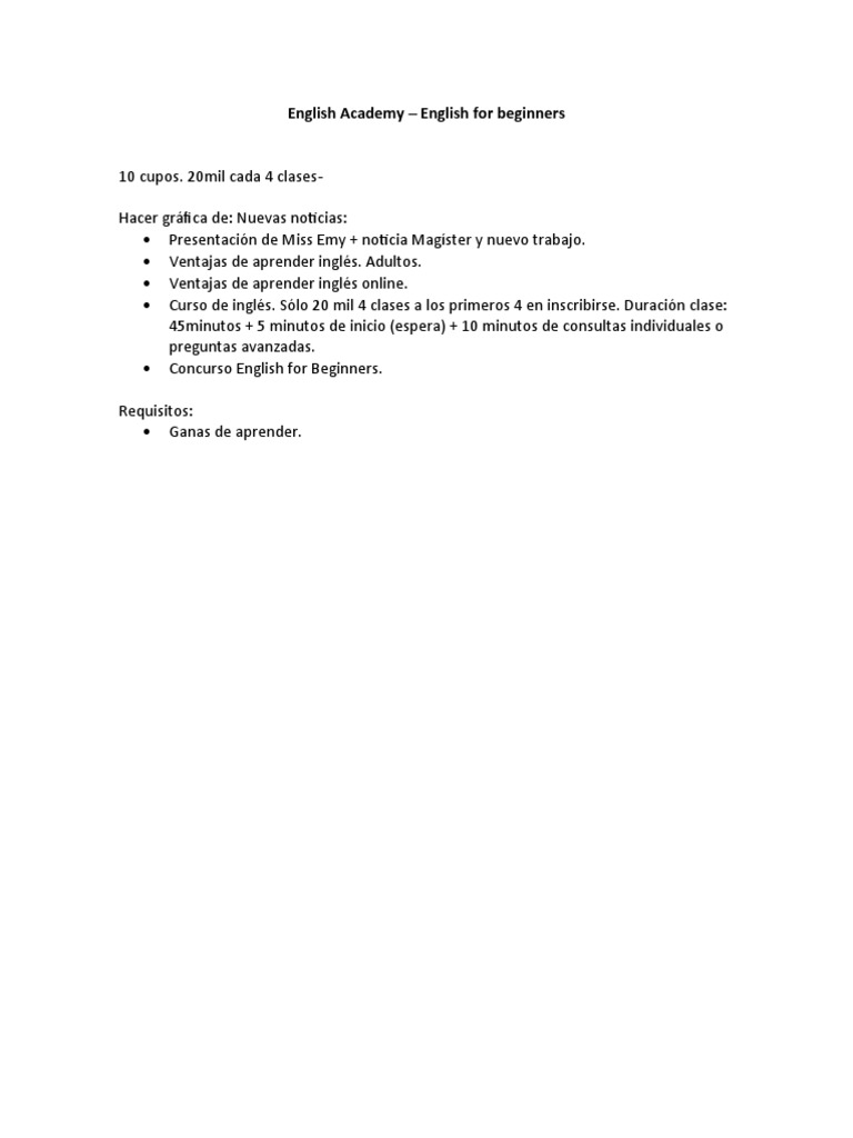 English Academy - English For Beginners | PDF