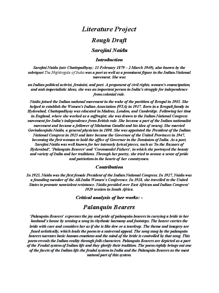 Literature Project: Rough Draft | PDF