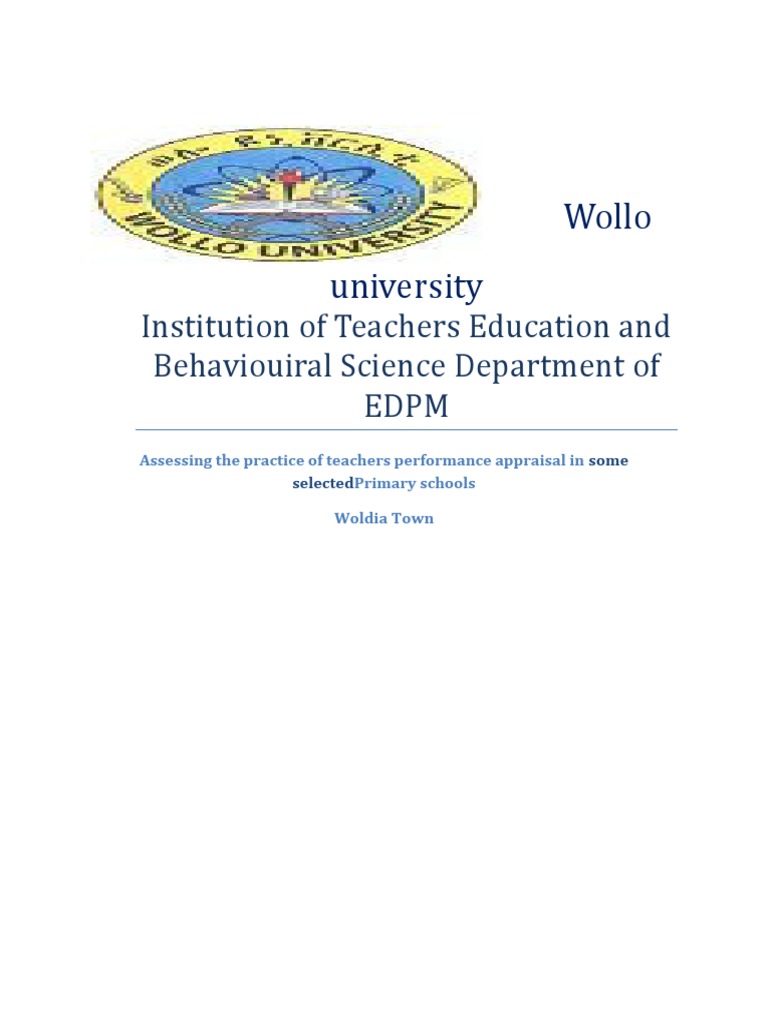 Wollo University: Institution of Teachers Education and Behaviouiral ...