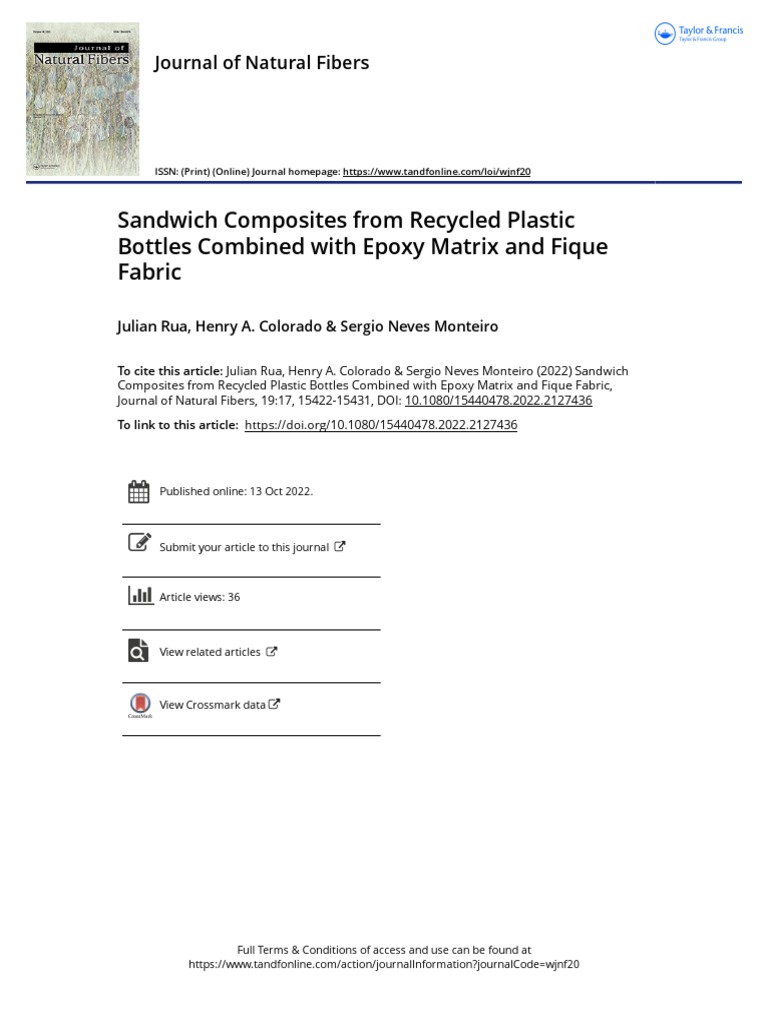 Sandwich Composites From Recycled Plastic Bottles Combined With Epoxy ...