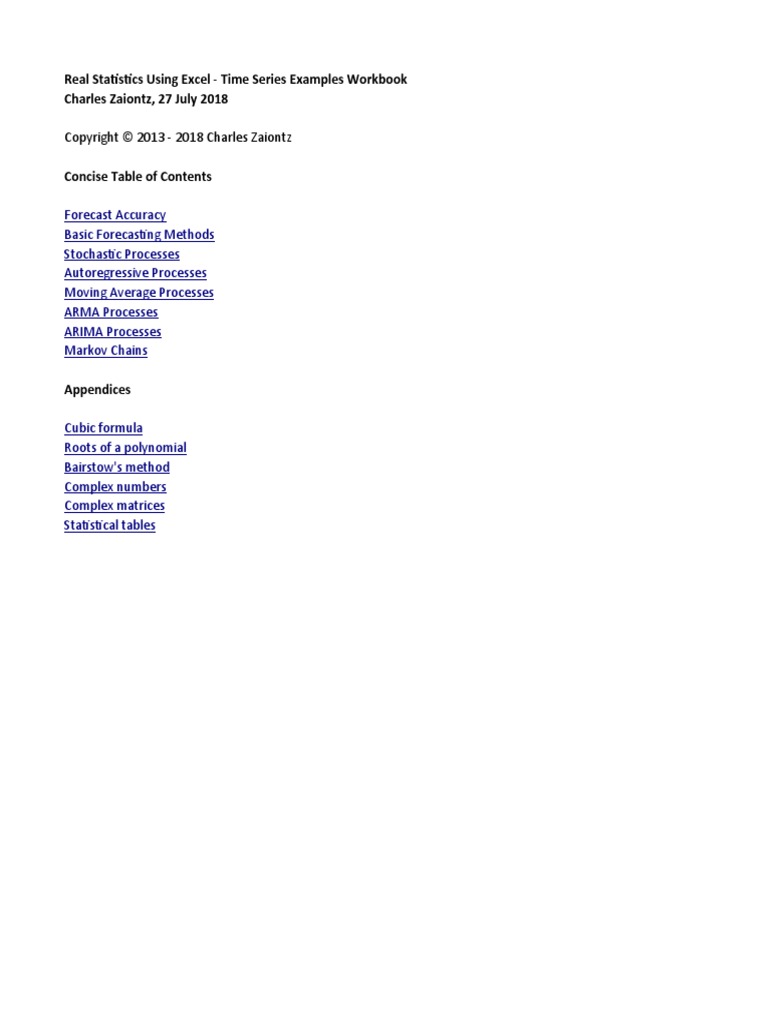 Real Statistics Using Excel - Time Series Examples Workbook Charles ...