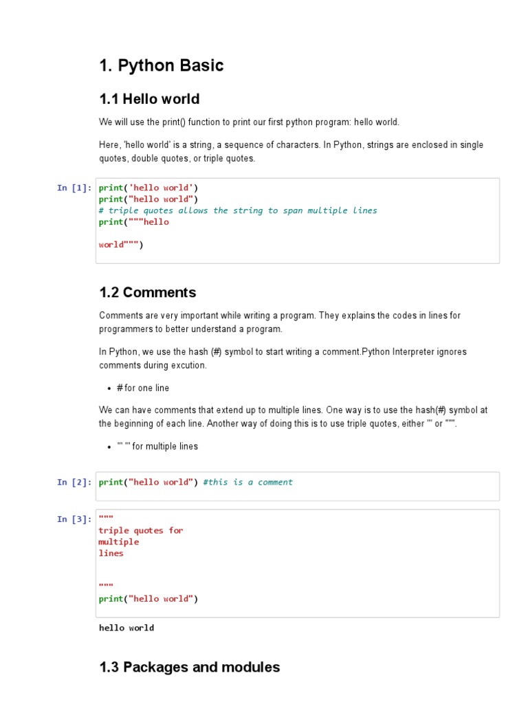 Python Basic: 1.1 Hello World | PDF | Control Flow | Anonymous Function