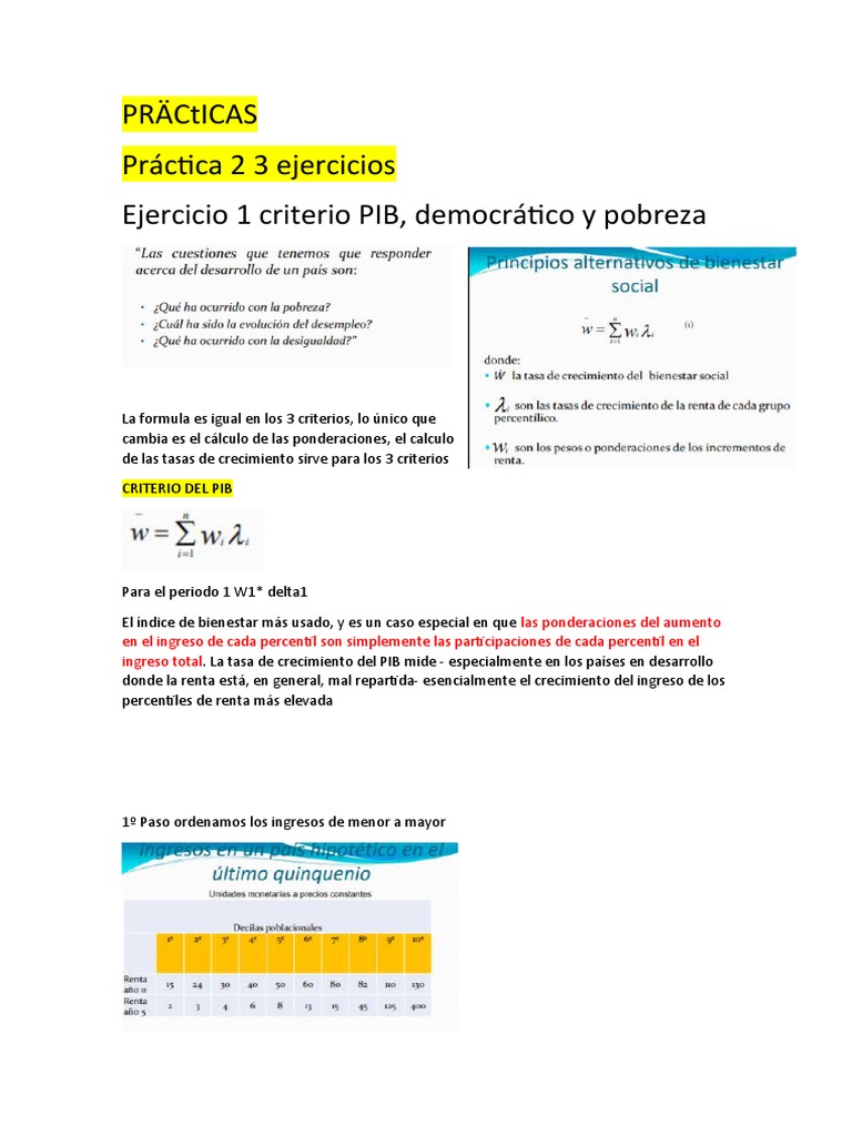 Präcticas Práctica 2 3 Ejercicios Ejercicio 1 Criterio PIB, Democrático y Pobreza | PDF ...