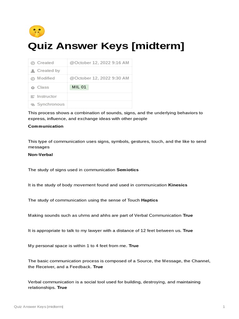 MIL Quiz - Answer - Keys (Midterms) | PDF | Communication | Information