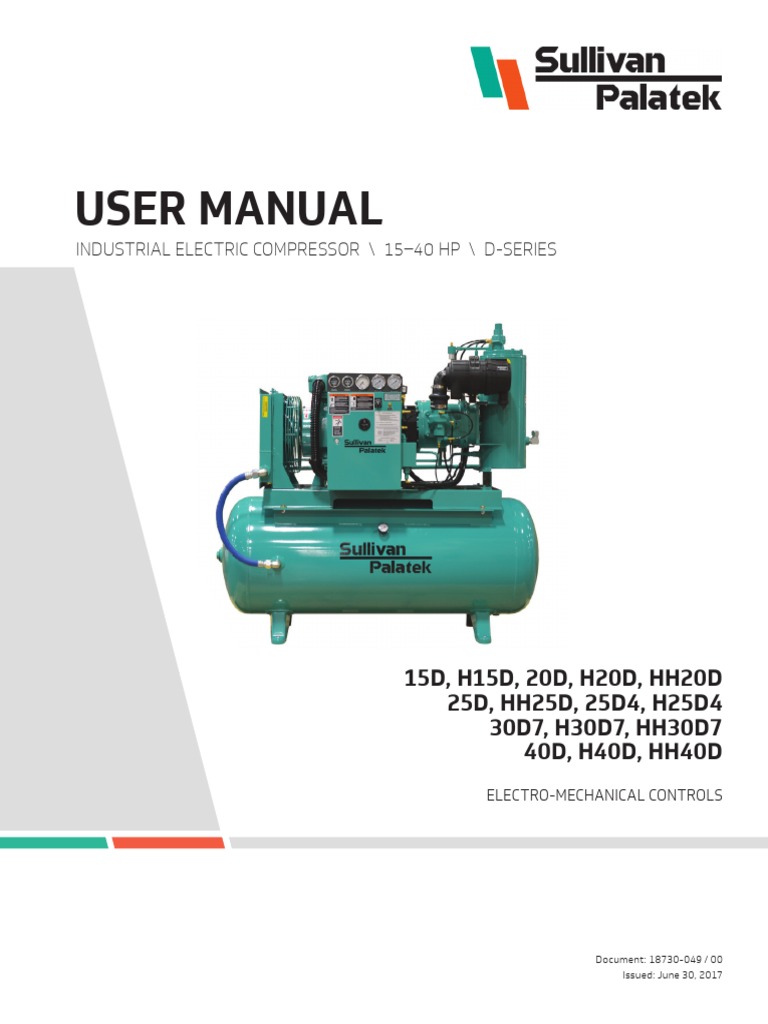 Sullivan-Palatek Industrial Air Compressor | PDF | Electric Motor ...