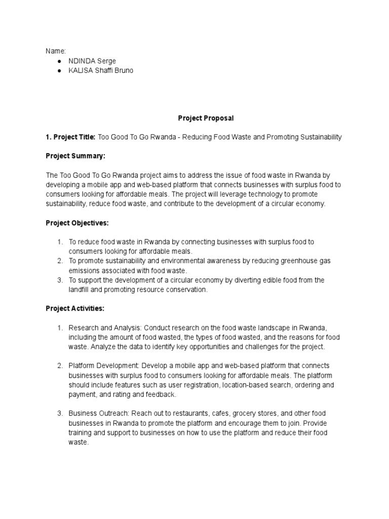 Project Proposal | PDF | Sustainability | Waste