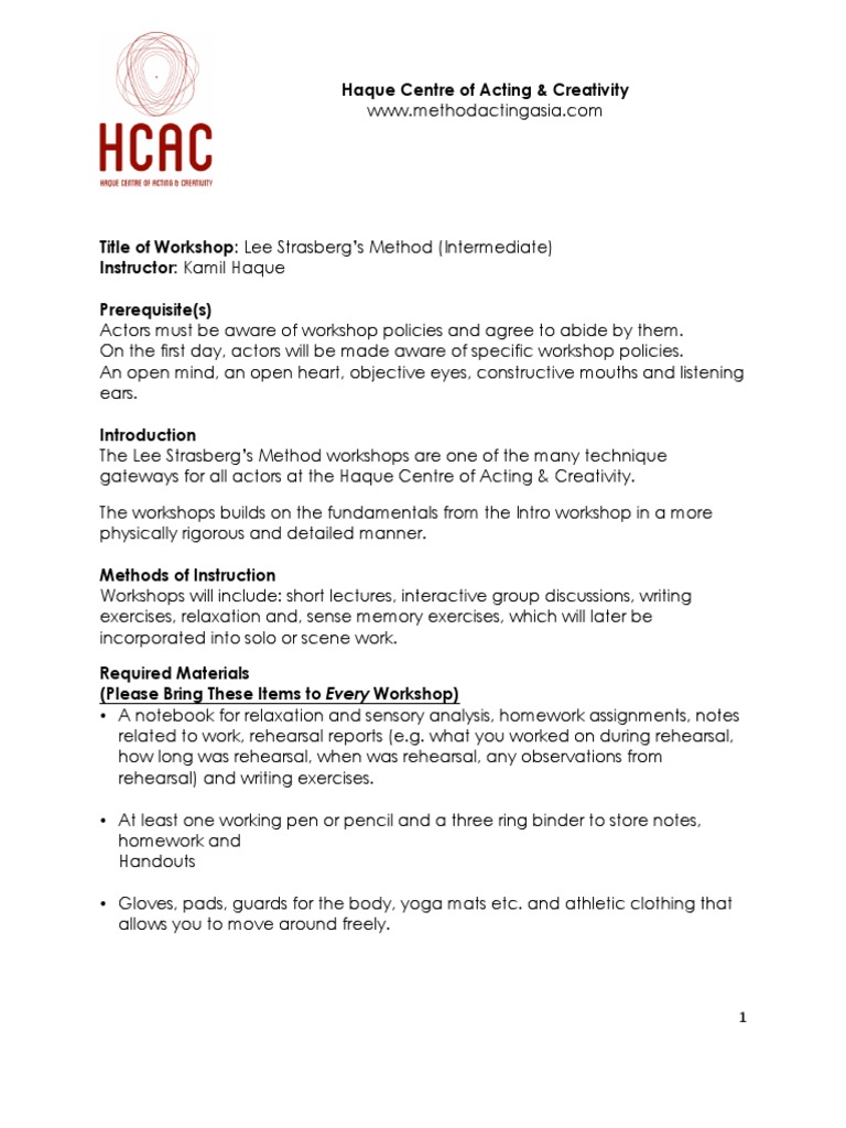 Lee Strasberg's Method (Intermediate): The Animal Exercise | PDF ...