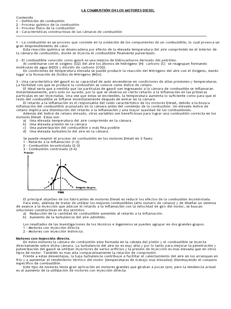 La Combustión en Los Motores Diesel | PDF | Combustión | Inyección de ...