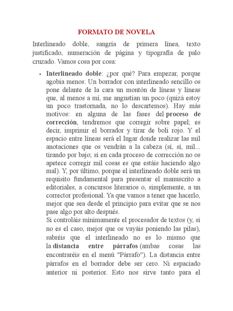 Interlineado Doble: ¿Por Qué? para Empezar, Porque: Formato de Novela ...