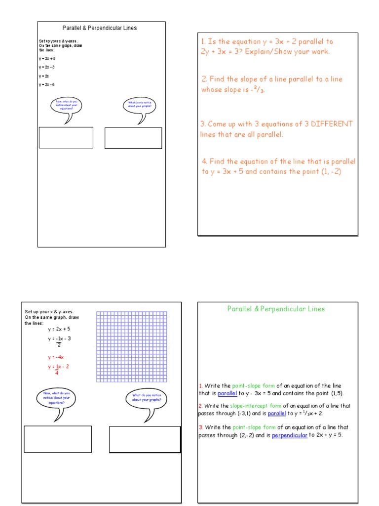 Parallel and Perpendicular Lines Discovery Activity | PDF