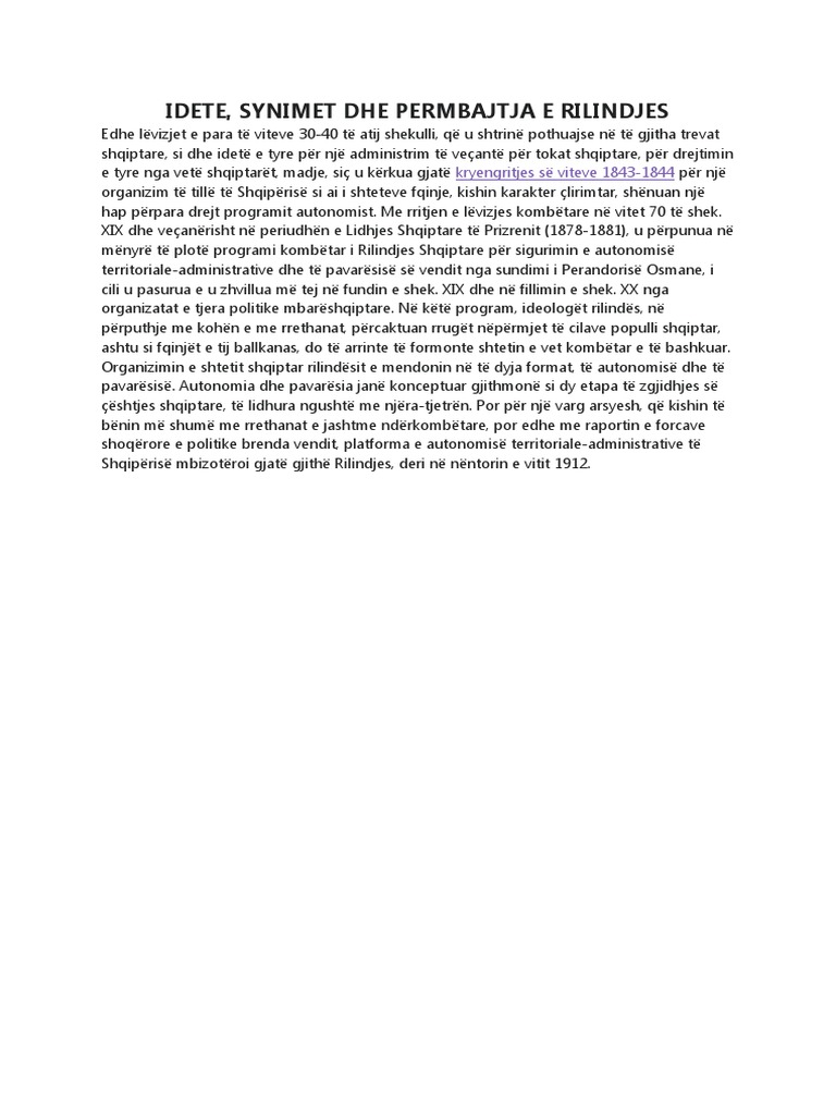 Idete, Synimet Dhe Permbajtja E Rilindjes: Kryengritjes Së Viteve 1843 ...
