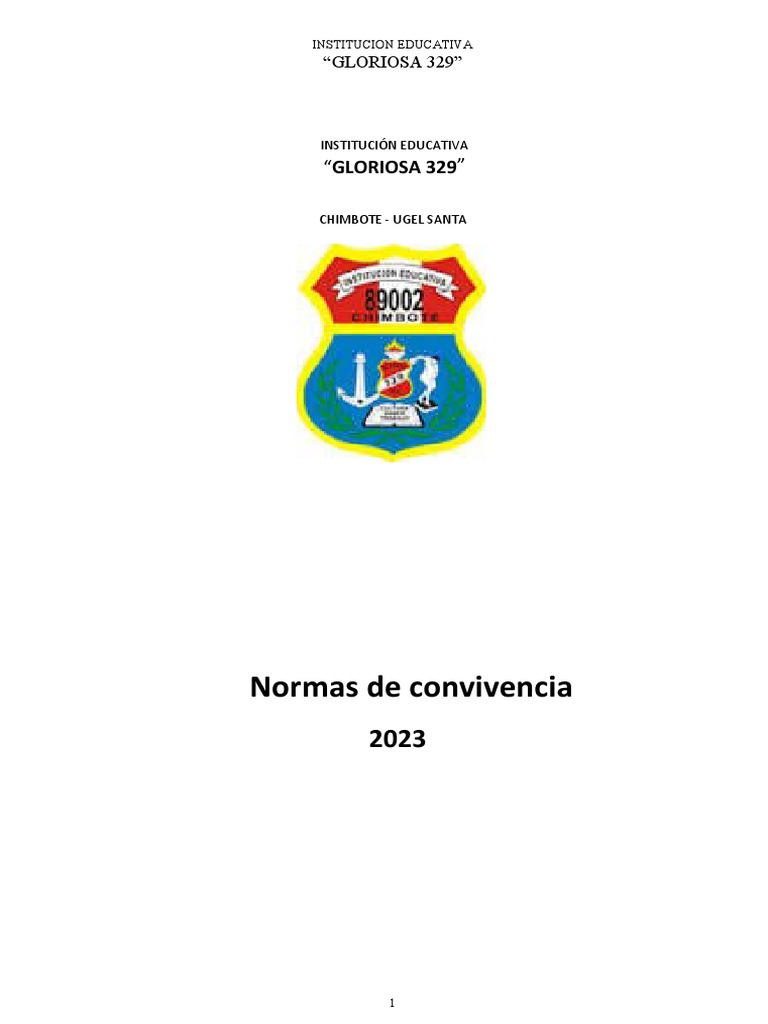 Normas de Convivencia Ie 89002 2023 | PDF | Salón de clases | Institución