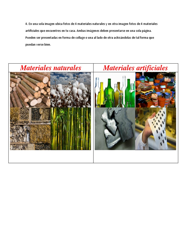 Collage de Materiales Naturales y Artificiales para Entregar | PDF