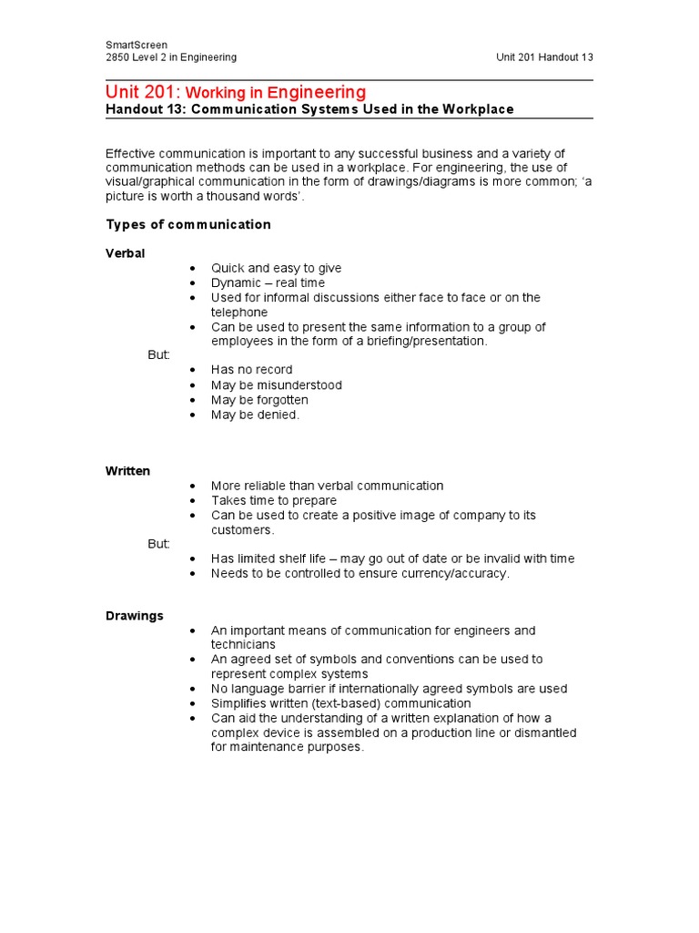 Unit 201: Ngineering: Working in E | PDF | Communication | Computing