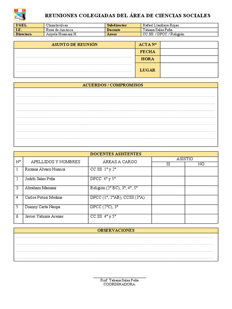 Ficha de Trabajo Colegiado 2023 | PDF