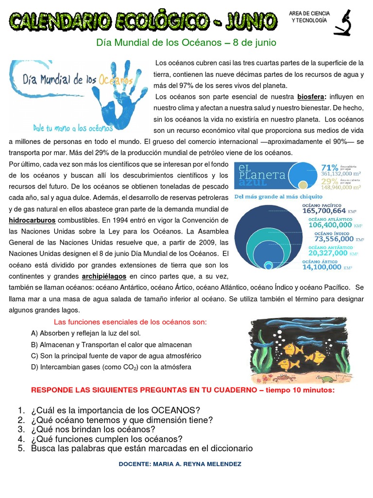 08 - Día Mundial de Los Océanos | PDF | Océanos | Agua