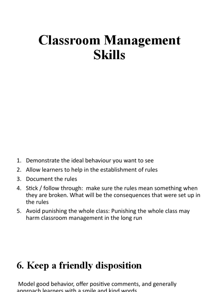 Classroom Management Skills | PDF | Learning | Classroom Management