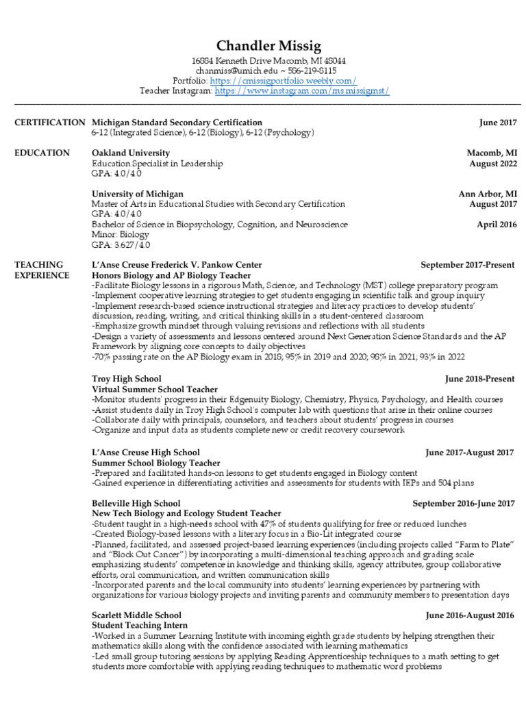 Chandler Missig Resume | PDF