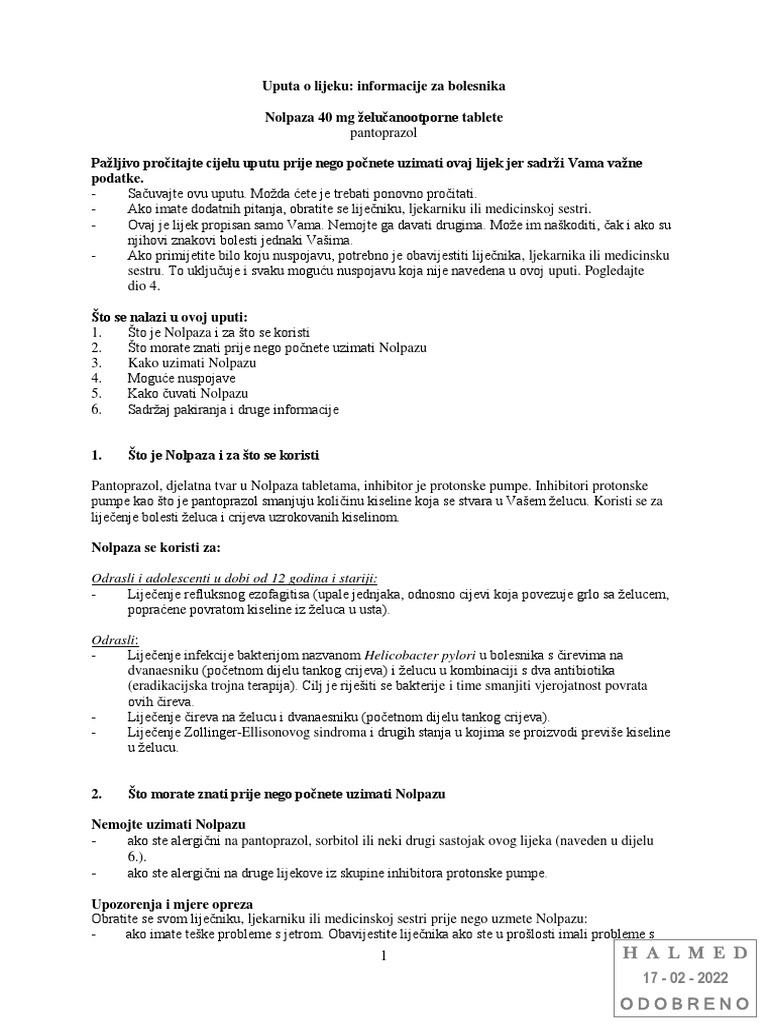 Nolpaza 40 MG Uputa 17 02 2022 | PDF